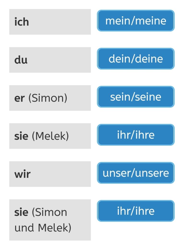Almanca İyelik Sıfatları (Possessivartikel) - AlmancaABC