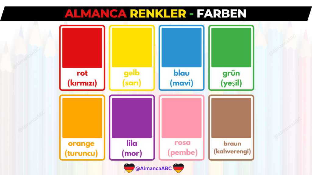 Almanca Renkler (Die Farben auf Deutsch)
