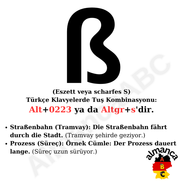 Almanca ẞ Harfi | (SS) "S S" Eszett veya Scharfes S Yazımı