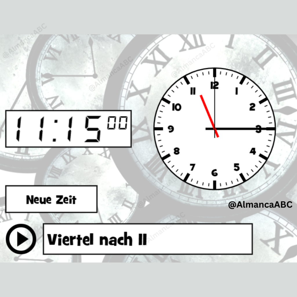 Almanca Saatler (Resmi & Gayriresmi Resimli Uhrzeit)